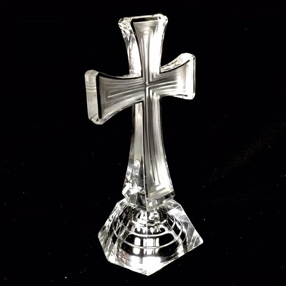 Accents | Vintage Lead Crystal Cross Crucifix Deplomb Confirmation ...